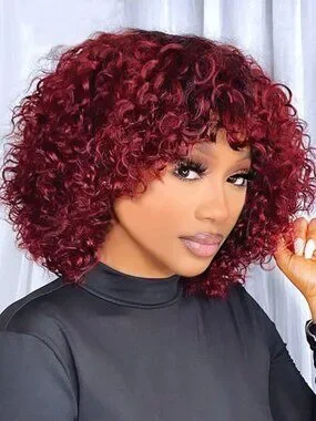 IMAYLI | Hair | New Imayli Human Hair Wig Short Curly Wig With Bangs ...